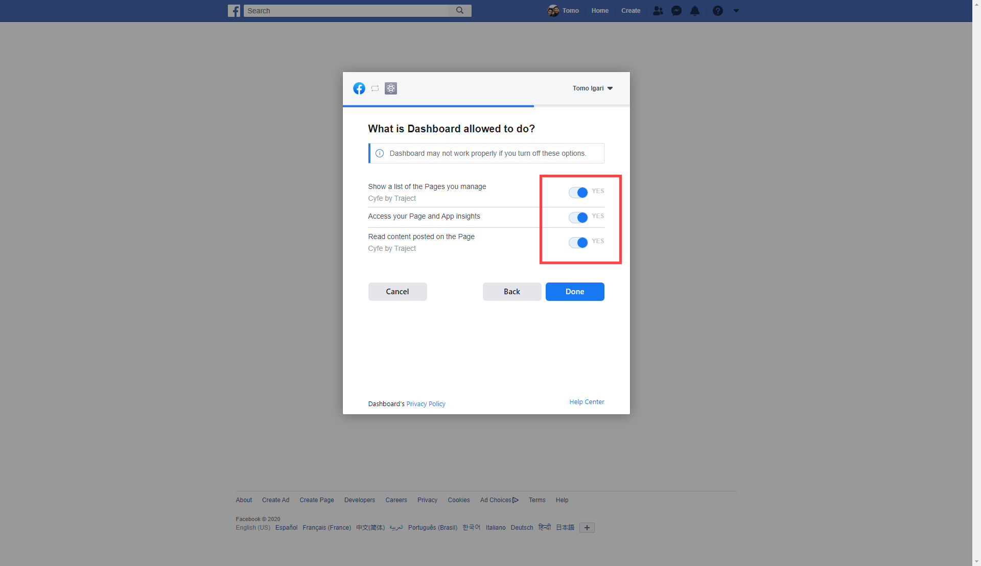 Connecting Facebook Pages